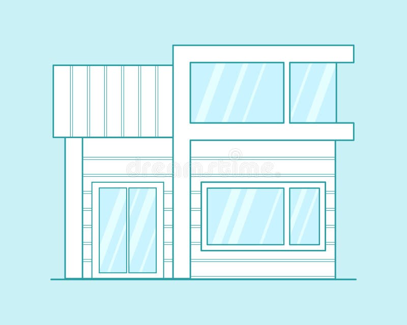 Modern House. Line Art Style Vector Illustration. Stock Vector ...