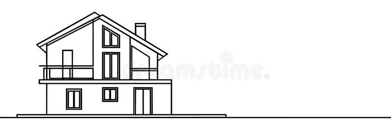 Modern House Line Drawing. Construction Concept Stock Illustration ...