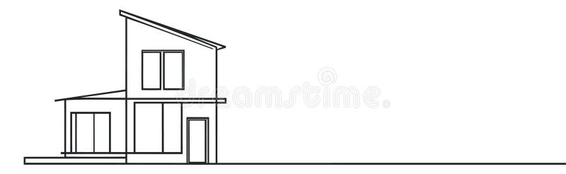 Modern House Line Drawing. Construction Concept Stock Illustration ...