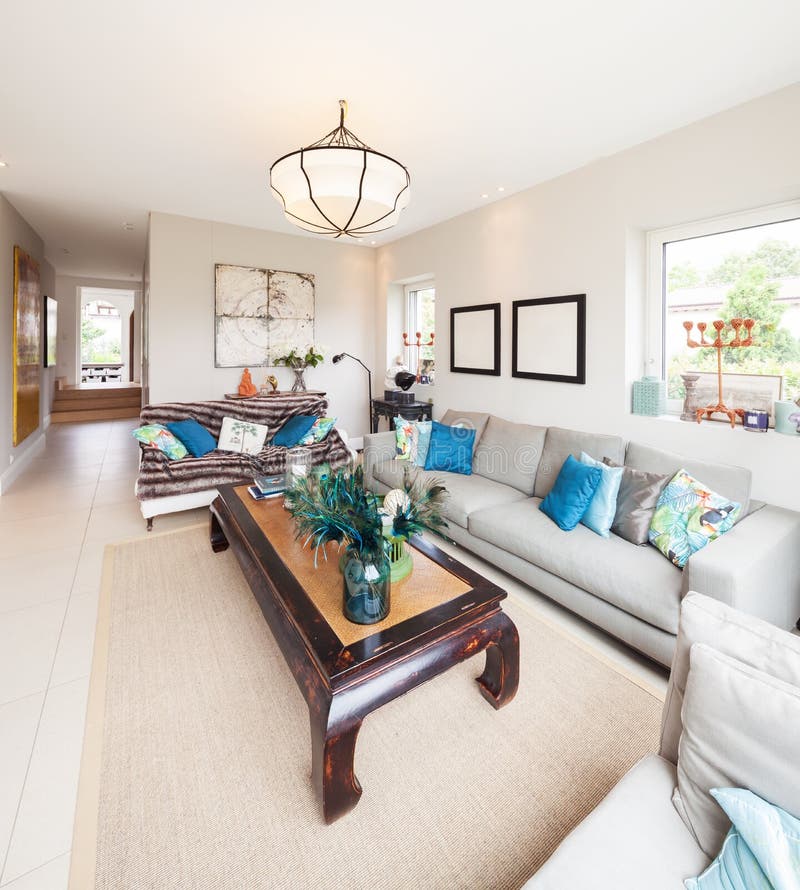 Modern house, living room stock image. Image of interiors - 89805085