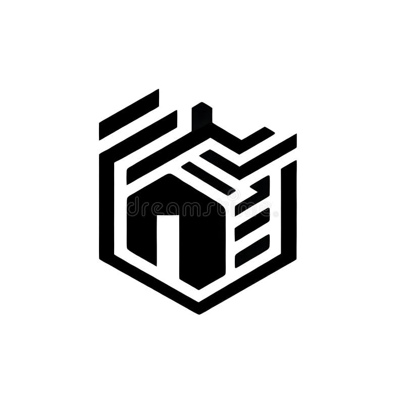 Modern House Logo with Abstract Line Elements Stock Illustration ...
