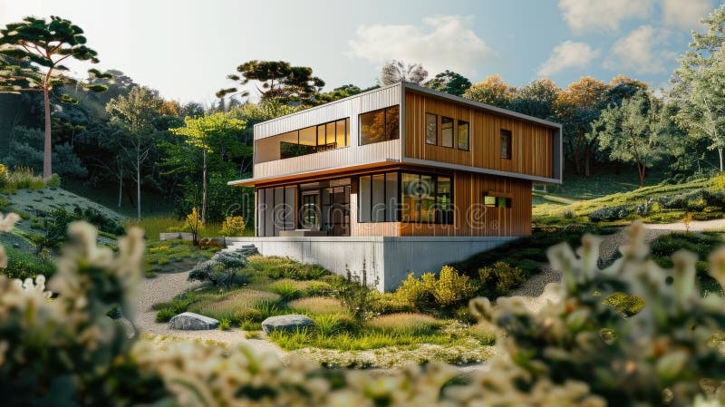 A Modern House Made of Wood and Glass in a Beautiful Forest Setting ...