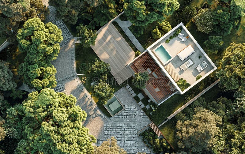 Modern House in Mint Green, Top View -Generative Ai Stock Image - Image ...