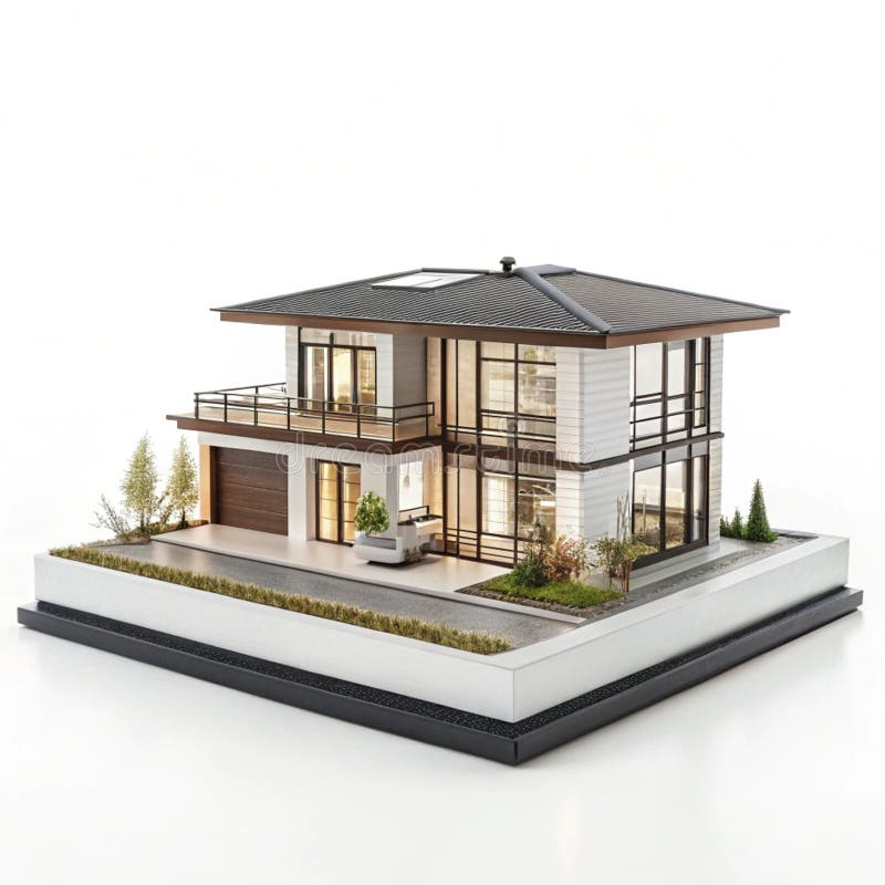 Modern House Model Decoration Stock Illustration - Illustration of ...