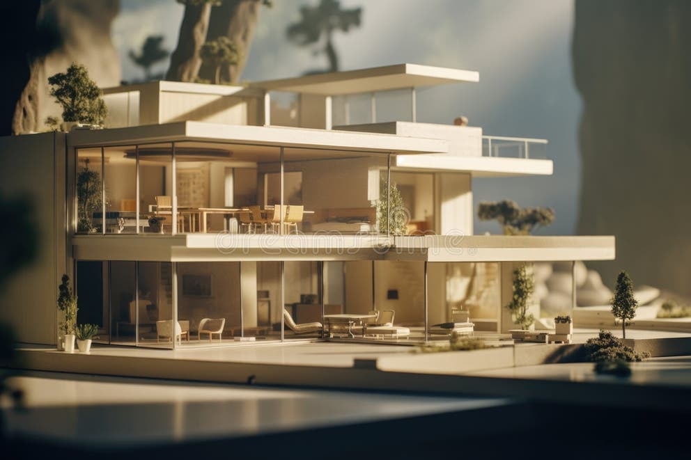 A Modern House with Multiple Large Windows on the Facade Stock Image ...