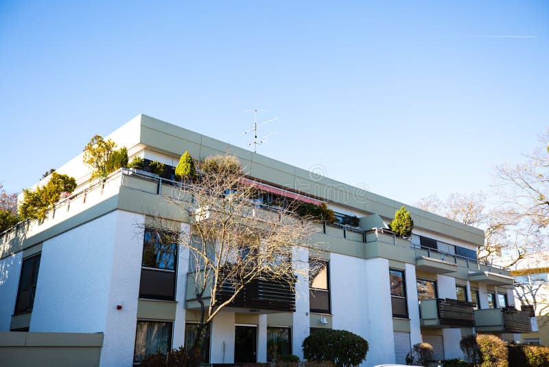 Modern House in Munich, Flat Roof, Smooth Surface Stock Image - Image ...