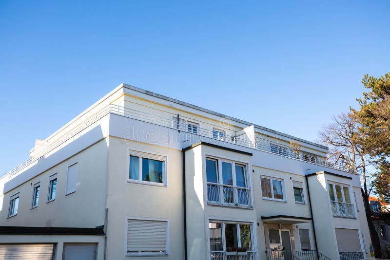 Modern House in Munich, Flat Roof, Smooth Surface Stock Image - Image ...