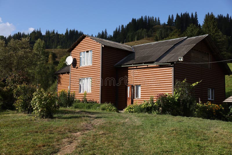 Modern House Near Forest on Sunny Day Stock Photo - Image of house ...