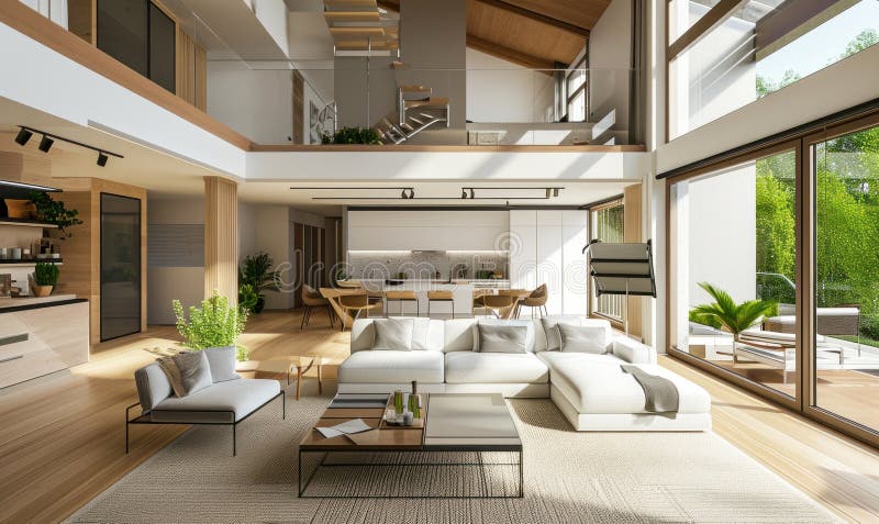 Modern House with an Open Floor Plan Stock Photo - Image of estate ...