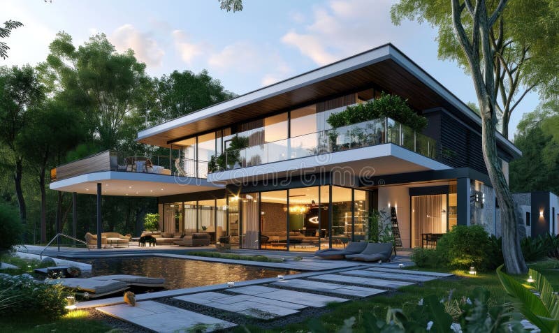 Modern House with an Open Floor Plan Stock Image - Image of beautiful ...