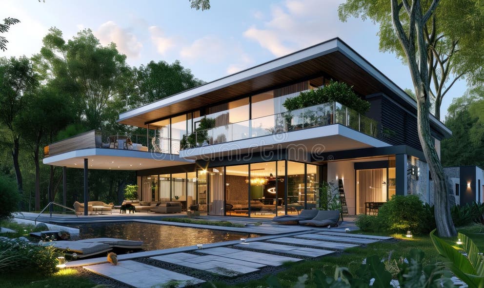 Modern House with an Open Floor Plan Stock Image - Image of beautiful ...
