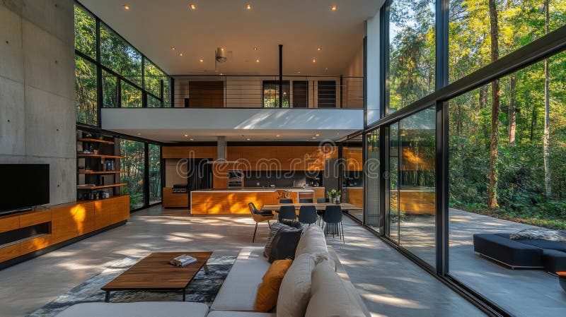 Modern House with Open Plan Living and Large Windows, Tropical Setting ...