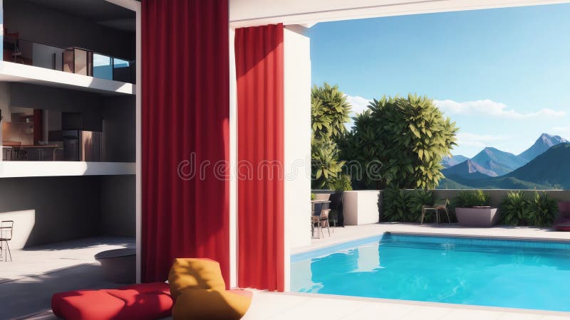 Modern House with an Open Terrace and Swimming Pool Features an ...