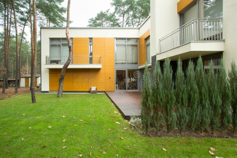 Modern House from the Outside Stock Photo - Image of balcony, holiday ...