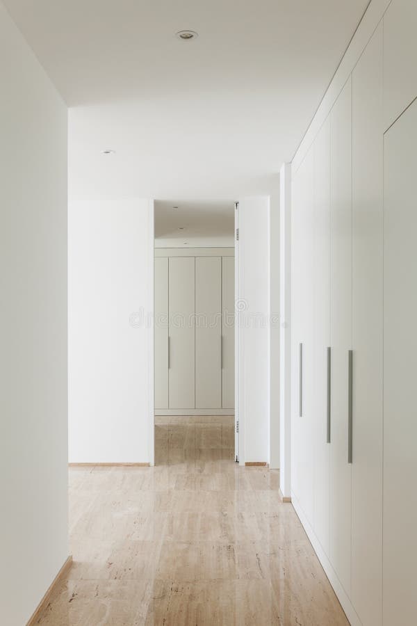 Modern house, passage view stock photo. Image of closet - 41437892
