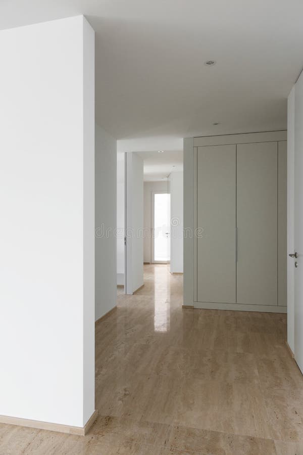 Modern house, passage view stock image. Image of space - 41440553