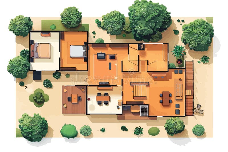 Modern House Plan Top View Isolated Illustration Stock Vector ...