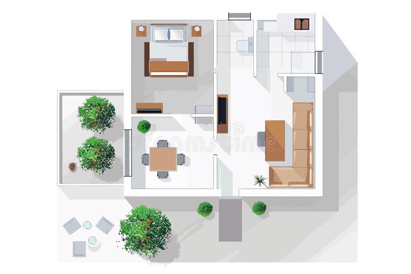 Modern House Plan Top View Vector Flat Isolated Vector Style ...