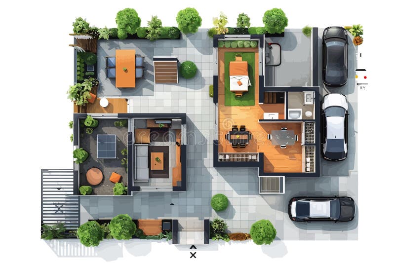 Modern House Plan Top View Isolated Illustration Stock Vector ...