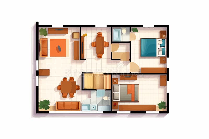 Modern House Plan Top View Vector Flat Isolated Vector Style ...