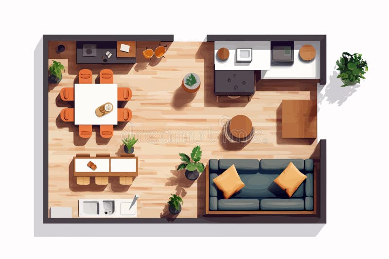 Modern House Plan Top View Vector Flat Isolated Vector Style ...