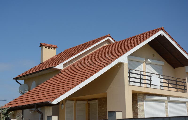 Modern House Roof with Large Balcony Stock Photo - Image of facade ...