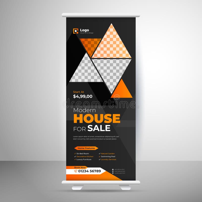 Luxury House for Sale Rollup Banner Template, Standee Rollup Banner ...