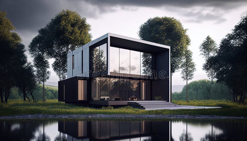 Modern House of Sandwich Panels with Panoramic Windows Environmentally ...