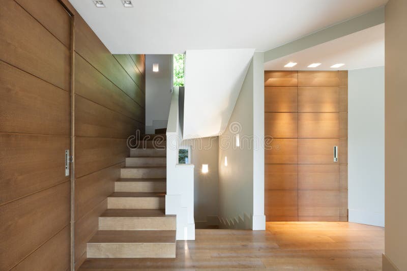 Modern house, staircase stock photo. Image of empty, wide - 43136390