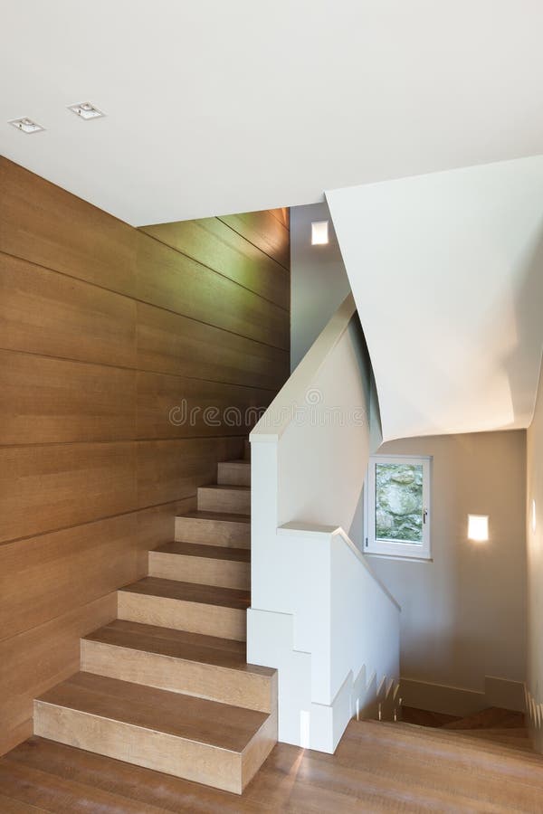 Modern house, staircase stock photo. Image of light, room - 55460580