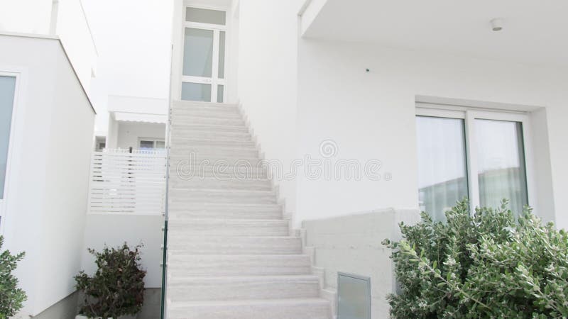 Modern House Ladder with Glass Railing Stock Video - Video of ...