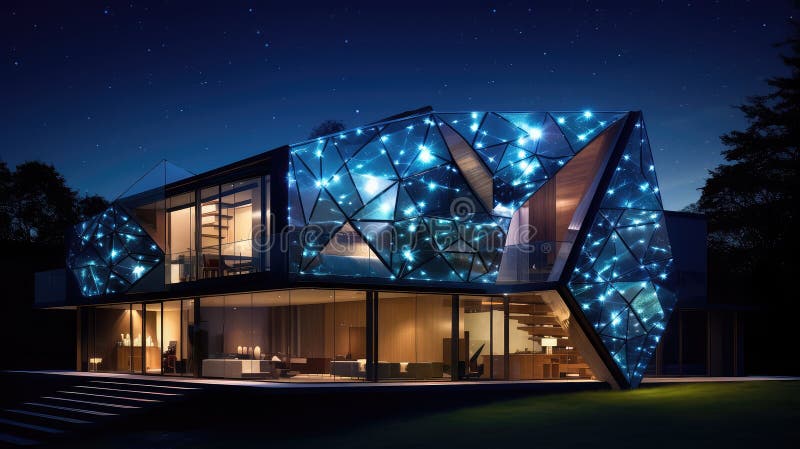 Modern house stars stock illustration. Illustration of interior - 373588316