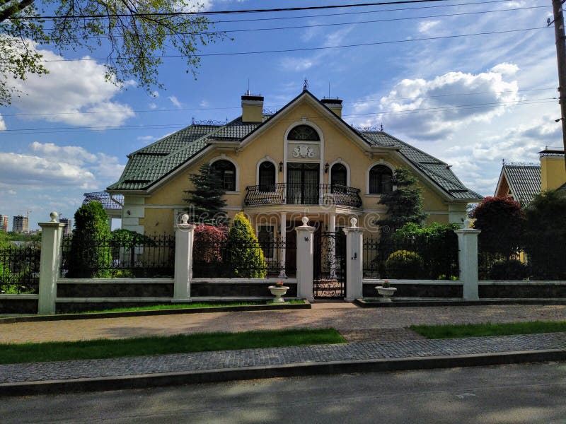 Modern House in Suburbia District at Spring Season Stock Image - Image ...