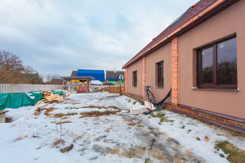 The Modern House with Terrace is Under Construction and Construction ...