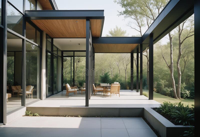 A Modern House Veranda of Style and Serenity Stock Illustration ...