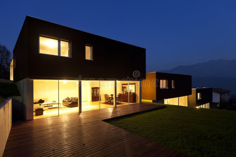 Modern houses by night stock photo. Image of modern, housing - 24118482