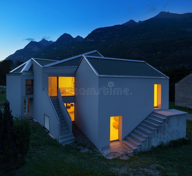 Modern houses by night stock photo. Image of modern, housing - 24118482