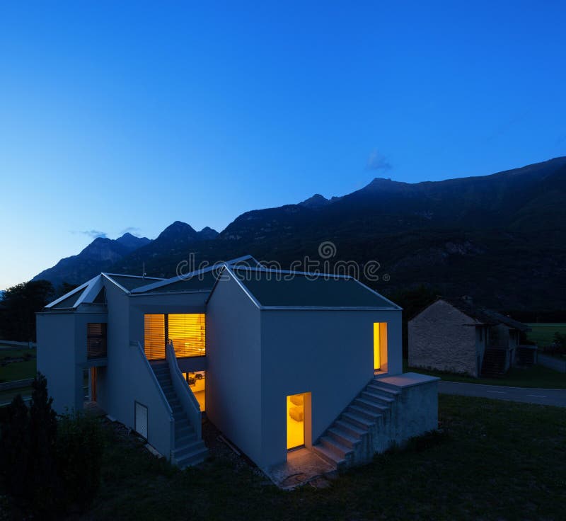 Modern houses by night stock photo. Image of modern, housing - 24118482