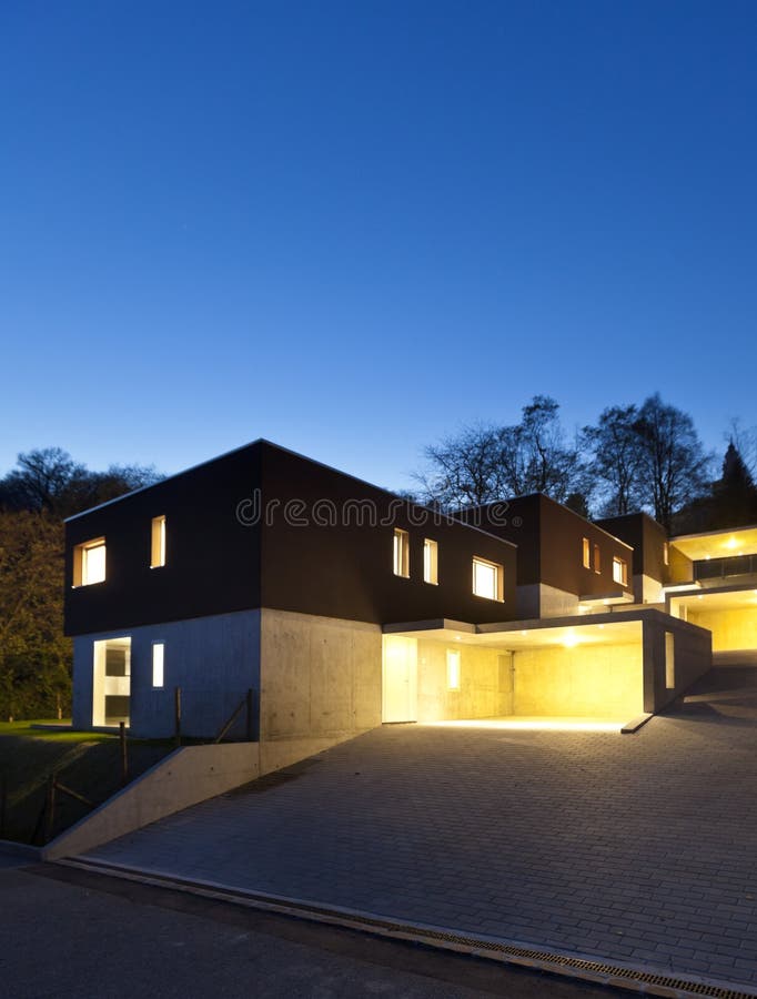 Modern houses by night stock photo. Image of modern, housing - 24118482