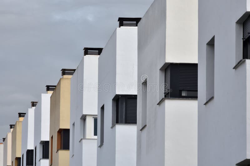 Modern Houses with Straight Lines and Light Colors Stock Image - Image ...