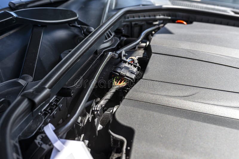 Modern 170hp Diesel Engine, Visible Wiring Harness Connected by a Plug ...