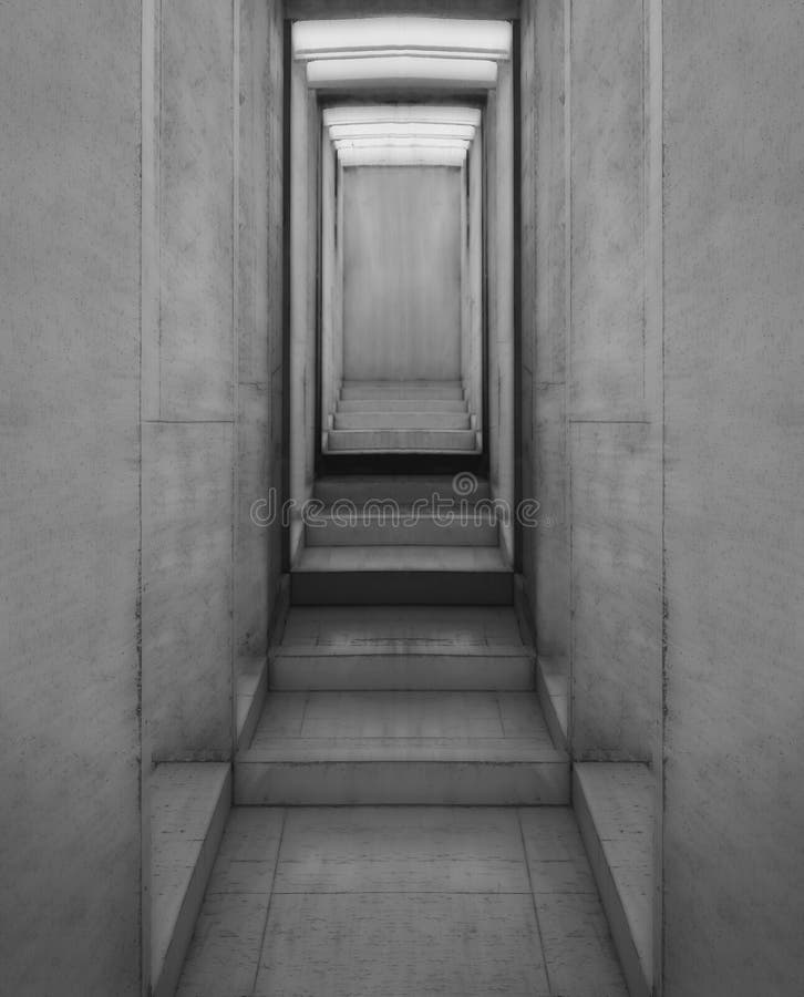 Modern Huge Concrete Material Empty Hall with Lots of Columns and Big ...