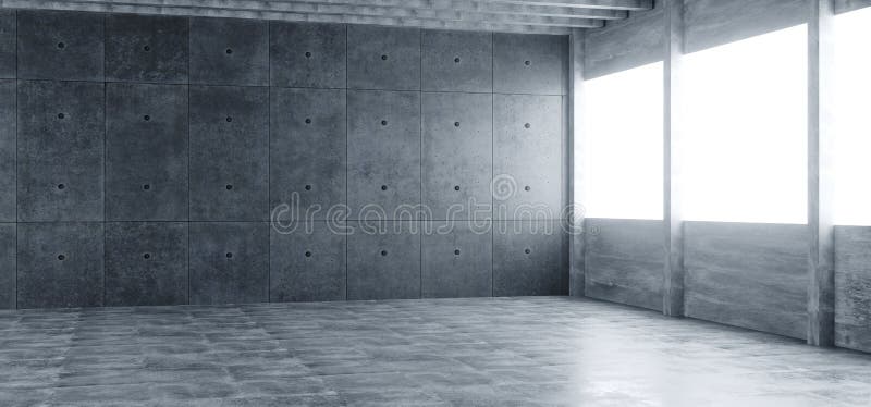 Modern Huge Concrete Material Empty Hall with Many Columns and B Stock ...
