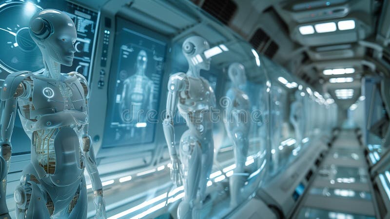 Modern Humanoid Androids in a High-tech Lab. AI Generated Stock ...
