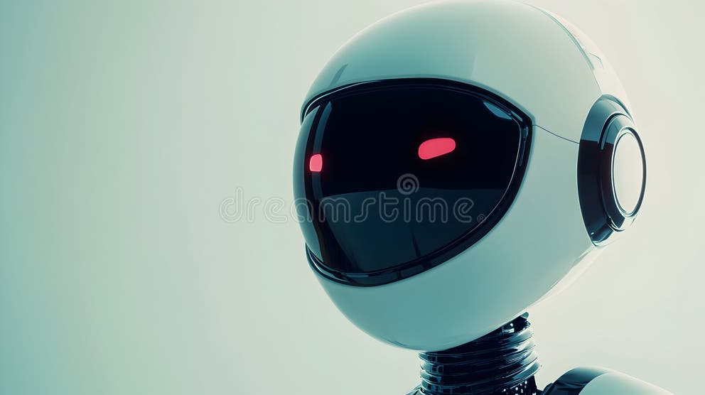 Modern Humanoid Robot with Smooth White Armor and a Dark Visor ...