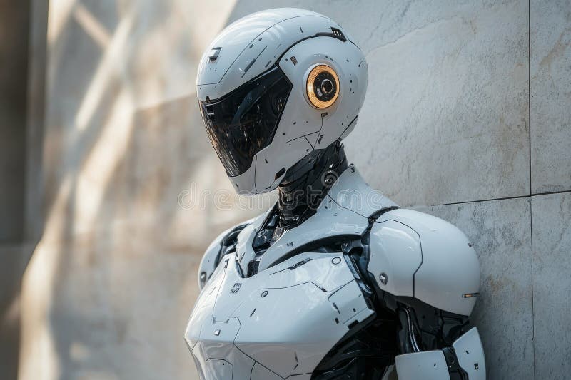 Modern Humanoid Robot Standing Against a Minimalist Wall Design ...