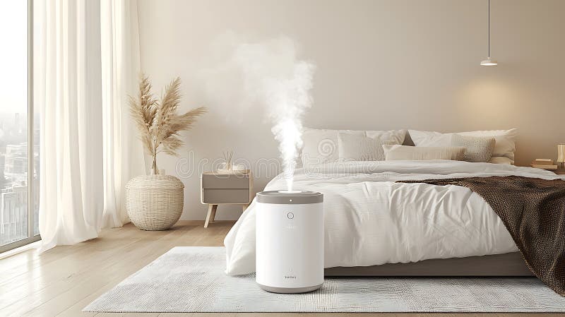 Modern Humidifier in Minimalist Bedroom Stock Illustration ...