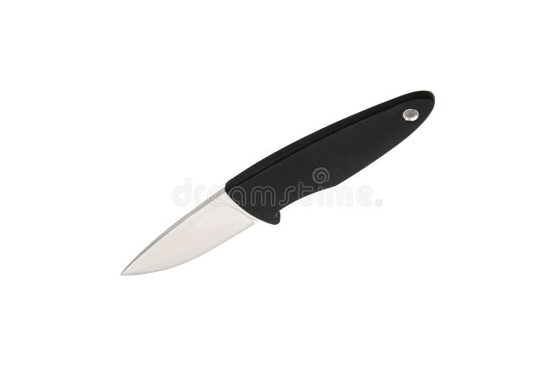 Modern Hunting Knife with Silver Blade and Rubber Handle. Steel Arms ...