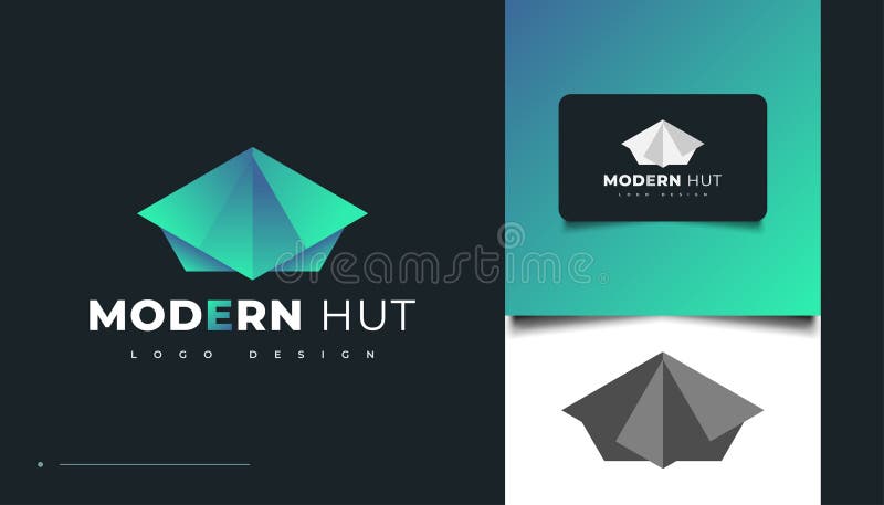 Modern Hut Logo Design Template. Blue Cottage Icon or Symbol Stock ...