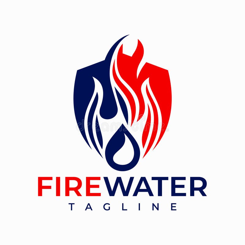 Modern HVAC Shield Logo Design Template. Minimalist Fire Water Security ...